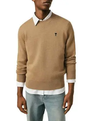 AMI Paris Merino Wool Crewneck Sweater - Brown