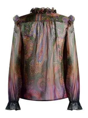Etro Silk Shirt With Placement Dégradé Paisley Print