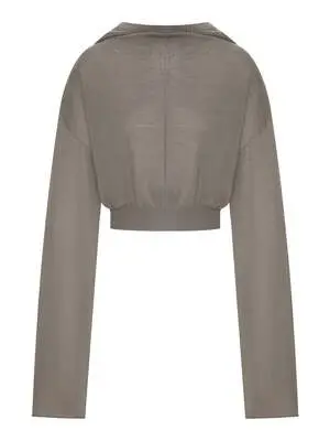 Rick Owens Cropped Knit Sweater With Hood - Multicolor