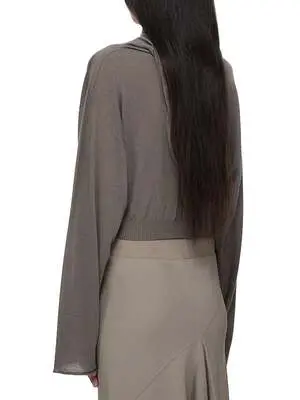 Rick Owens Cropped Knit Sweater With Hood - Multicolor