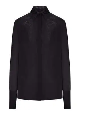 Fendi Georgette Shirt With Lace Inserts - Black