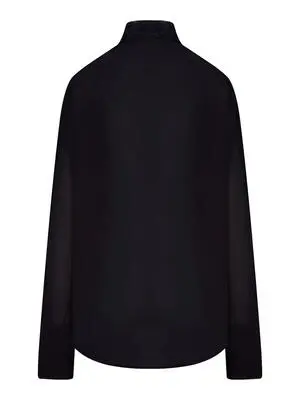 Fendi Georgette Shirt With Lace Inserts - Black