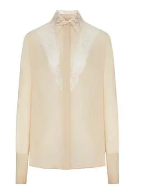 Fendi Georgette Shirt With Lace Inserts - Multicolor