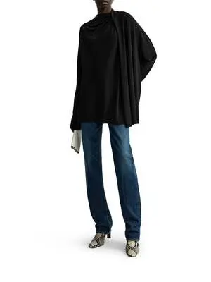 TOTEME Black Silk Scarf With Monogram