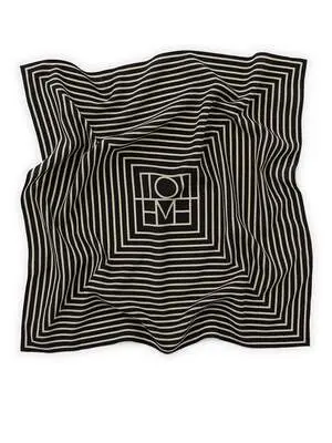 TOTEME Silk Scarf With Monogram Detail - Black