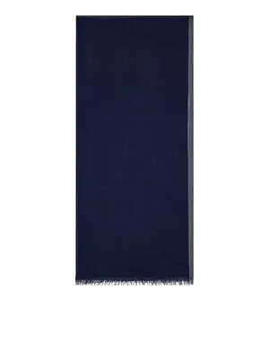 Giorgio Armani Cashmere And Silk Stole With Shiny Viscose Edge - Blue