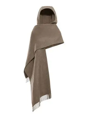 Brunello Cucinelli Wool And Cashmere Knit Scarf With Hood - Multicolor