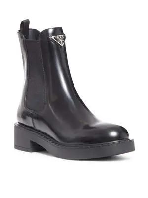 Prada Brushed Leather Ankle Boots
