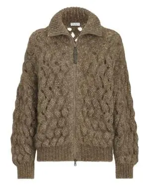 Brunello Cucinelli Dazzling Zigzag Cables Cardigan - Multicolor