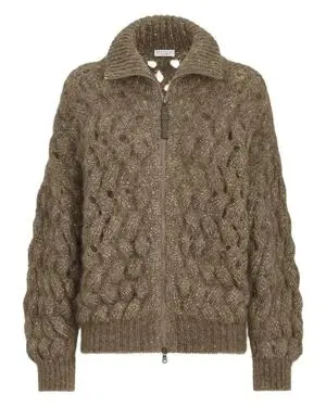 Brunello Cucinelli Dazzling Zigzag Cables Cardigan
