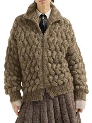 Brunello Cucinelli Dazzling Zigzag Cables Cardigan
