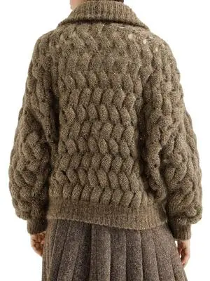 Brunello Cucinelli Dazzling Zigzag Cables Cardigan