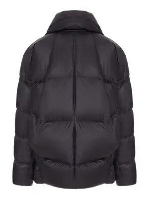Rick Owens Short Nylon Down Jacket With Wide Collar - Black