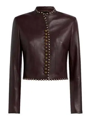 Etro Studded Cropped Leather Jacket