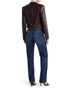 Etro Studded Cropped Leather Jacket