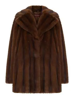 MAXMARA STUDIO Max Mara Studio Eco Fur Coat With Revers Collar - Brown