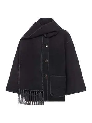 TOTEME Wool Jacket With Scarf And Embroidery - Black