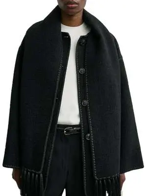 TOTEME Wool Jacket With Scarf And Embroidery - Black