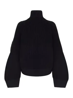 Sacai Ribbed Knit Blouson With Nylon Inserts - Black