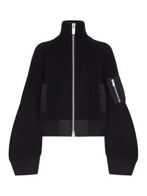 Sacai Ribbed Knit Blouson With Nylon Inserts