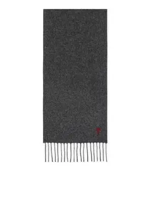 AMI Paris De Coeur Scarf In Wool - Gray