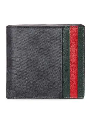 Gucci Bi-fold Wallet With Card Slot And Web Ribbon - Black