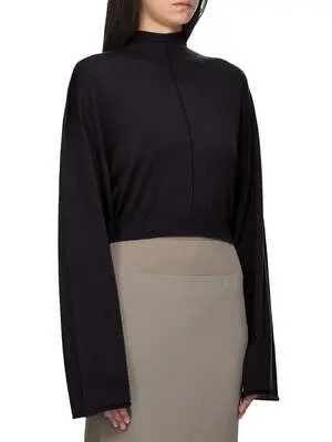 Rick Owens Cropped Knit Sweater With Hood