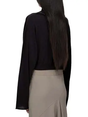 Rick Owens Cropped Knit Sweater With Hood