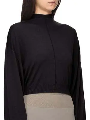 Rick Owens Cropped Knit Sweater With Hood