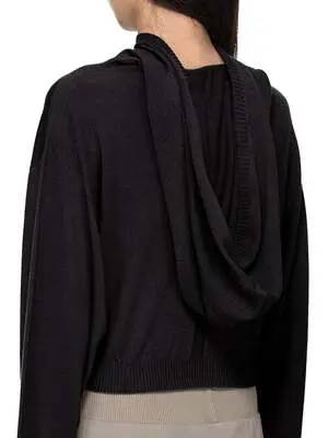 Rick Owens Cropped Knit Sweater With Hood