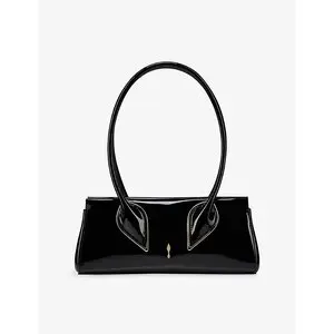 CHRISTIAN LOUBOUTIN Venus Baguette Patent Leather Shoulder Bag - Black