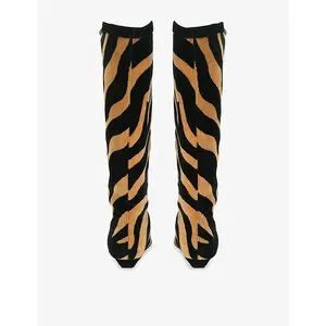 Kurt Geiger Westbury Leopard-print Velvet Knee-high Boots