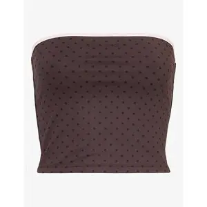 Bo+tee Bandeau Polka-dot Stretch-jersey Top