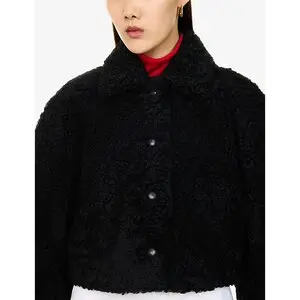 ROHE FRAMES Collared Cropped Shearling Jacket