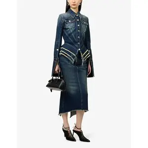 Matieres Fecales Mikaela Asymmetric-hem Denim Jacket