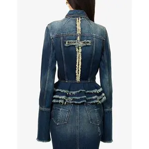 Matieres Fecales Mikaela Asymmetric-hem Denim Jacket