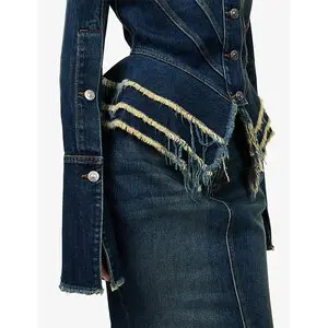 Matieres Fecales Mikaela Asymmetric-hem Denim Jacket