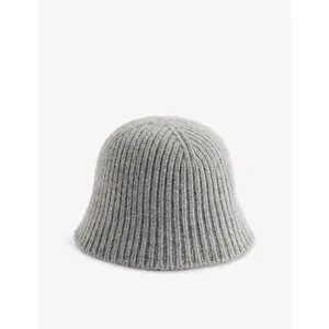Miu Miu Logo-patch Rib-knit Wool And Cashmere Bucket Hat