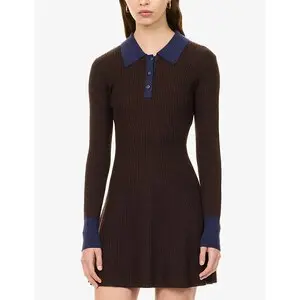 Good American The Knitted Polo Wool Mini Dress
