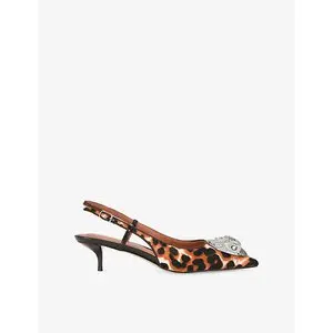 Kurt Geiger Belsize Eagle-embellished Leather Heeled Slingbacks