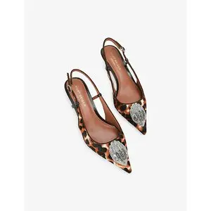 Kurt Geiger Belsize Eagle-embellished Leather Heeled Slingbacks