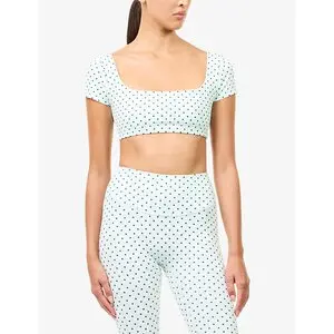 Bo+tee Polka-dot Cropped Stretch-jersey Top