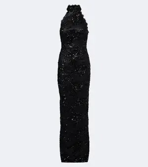 Rebecca Vallance Beau Sequined Halterneck Gown