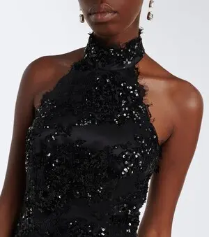 Rebecca Vallance Beau Sequined Halterneck Gown