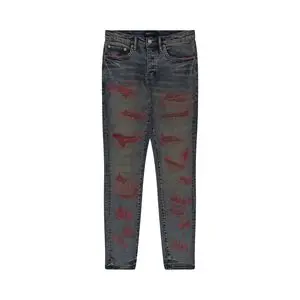 PURPLE BRAND Weft Blowout Jeans 'mid Indigo/red - Blue