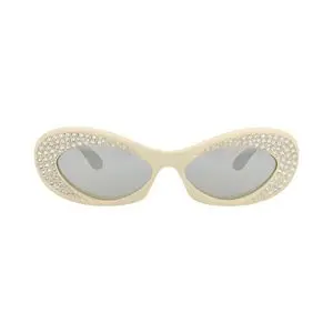 Valentino Garavani Round-frame Metal Sunglasses 'ivory/silver