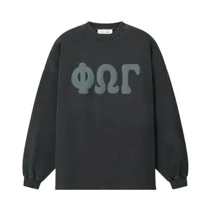 Fear Of God Heavy Jersey Merch Long Sleeve Tee 'washed Iron Grey - Black