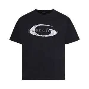 Balenciaga Logo Printed Short-sleeve T-shirt 'faded Washed /white - Black