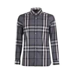 Burberry Check Stretch Cotton Shirt /white/black