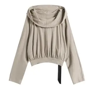 Rick Owens Cropped Hooded Top - Tan